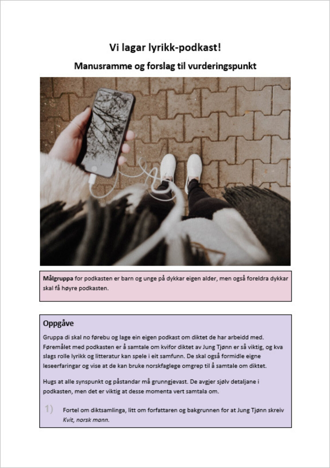 Kvit, norsk mann – arbeid med ein samfunnsaktuell, lyrisk tekst i klasserommet - Nynorsksenteret