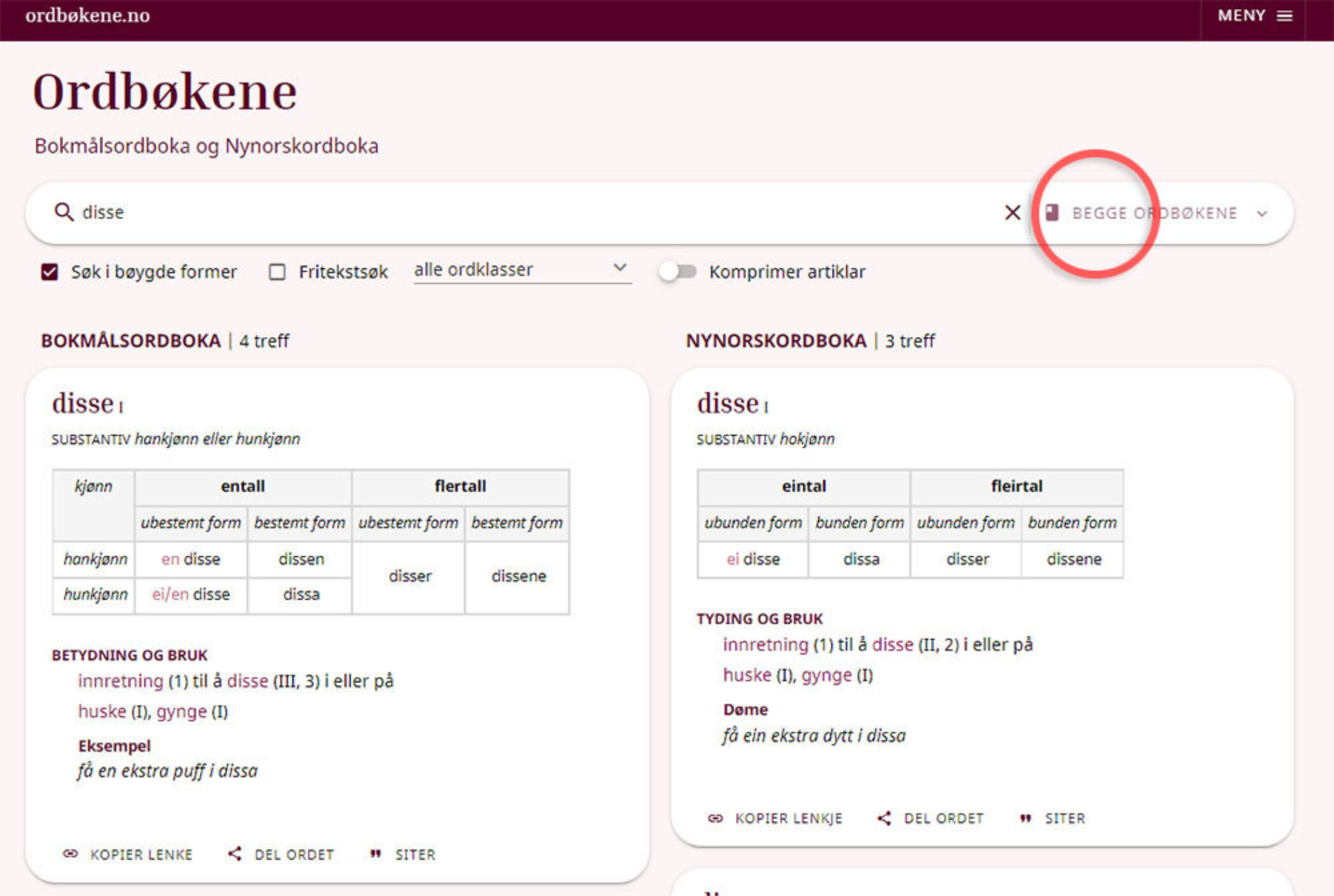 Gode tips til bruk av nettordboka - Nynorsksenteret